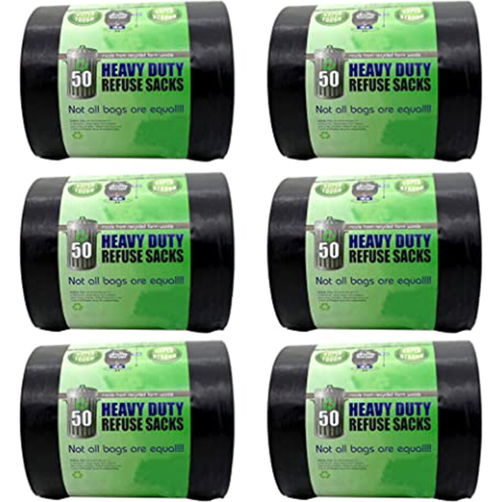 Trade Heavy Duty Refuse Sack- 50 L Heavy Duty Bin Bags- 50 Black Bin ...